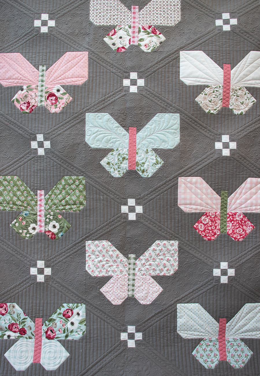 "Flutter" Butterfly Quilt in Grey - Lella Boutique