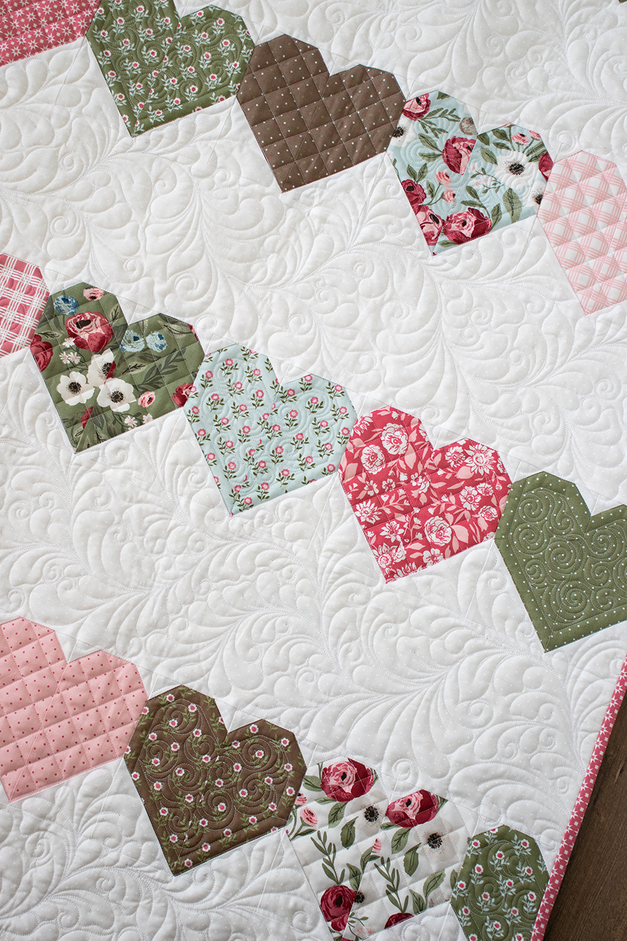 "Love Day" Heart Quilt in White - Lella Boutique