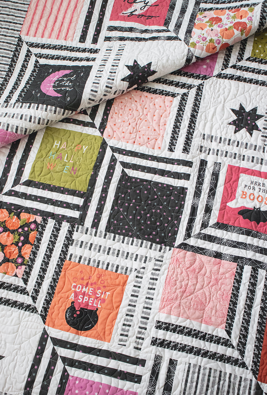 The Web - Halloween Quilt in Hey Boo Fabric - Lella Boutique